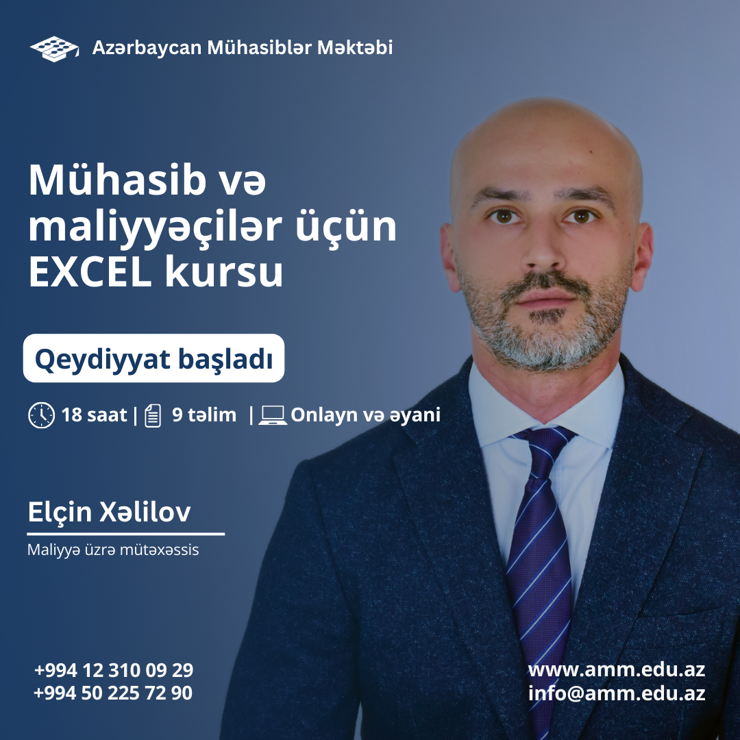 Mühasib və maliyyəçilər üçün Excel kursu! | Audit.Az